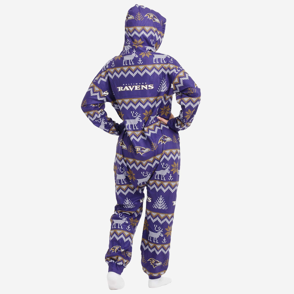 Baltimore Ravens Ugly Pattern One Piece Pajamas FOCO