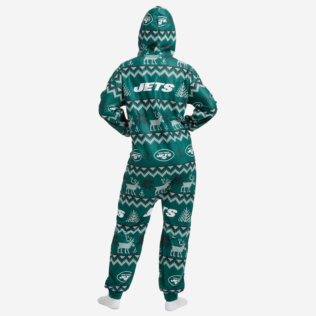 New York Jets Ugly Pattern One Piece Pajamas FOCO