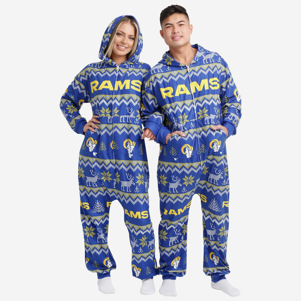 Los Angeles Rams Ugly Pattern One Piece Pajamas FOCO