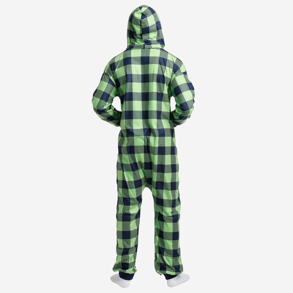 Seattle Seahawks Plaid One Piece Pajamas FOCO