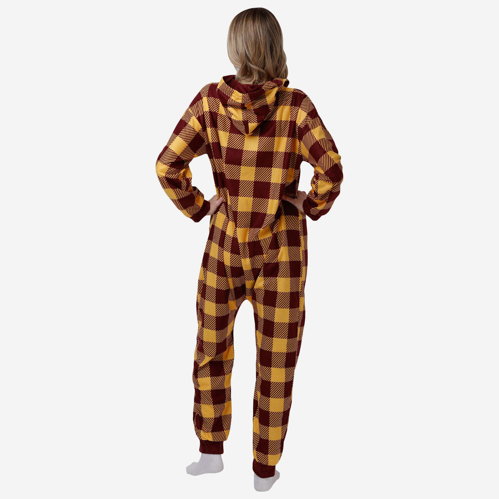 Washington Commanders Plaid One Piece Pajamas FOCO
