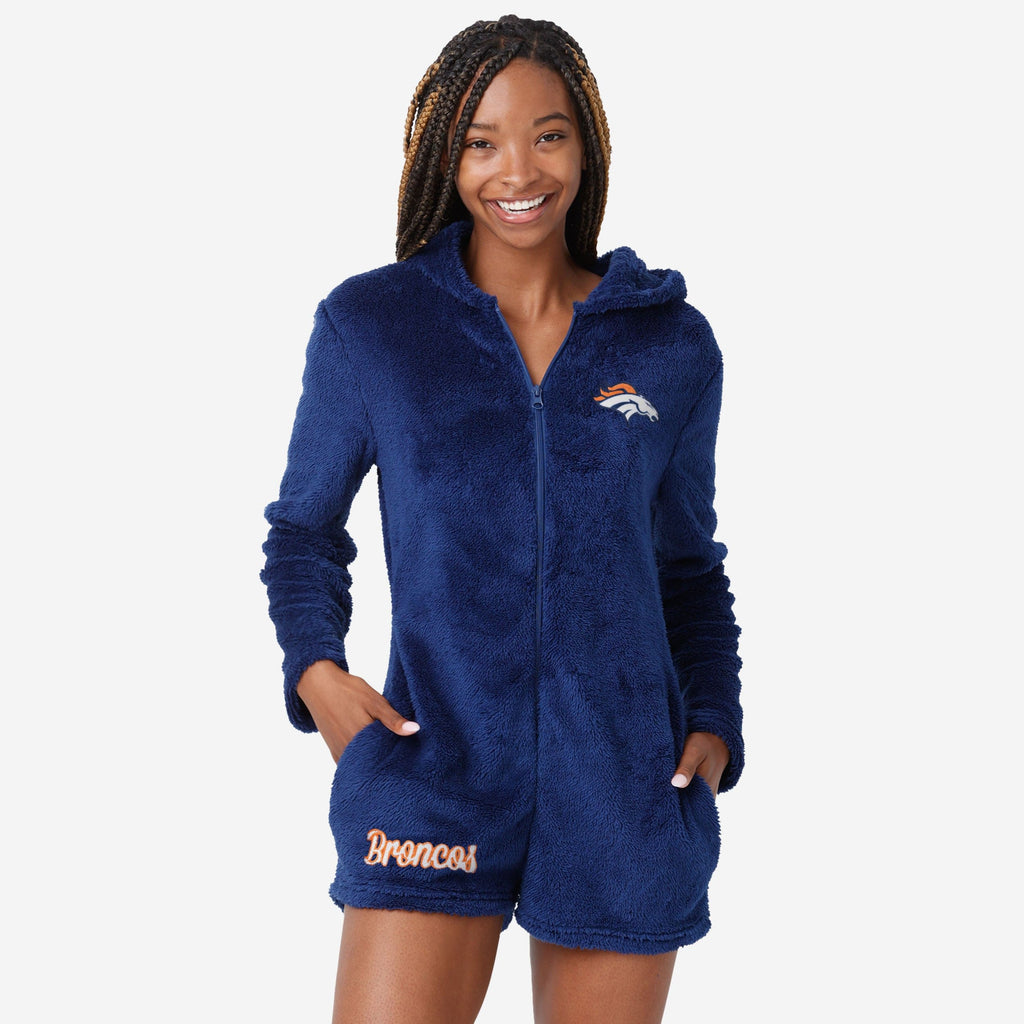 Denver Broncos Womens Short Cozy One Piece Pajamas FOCO