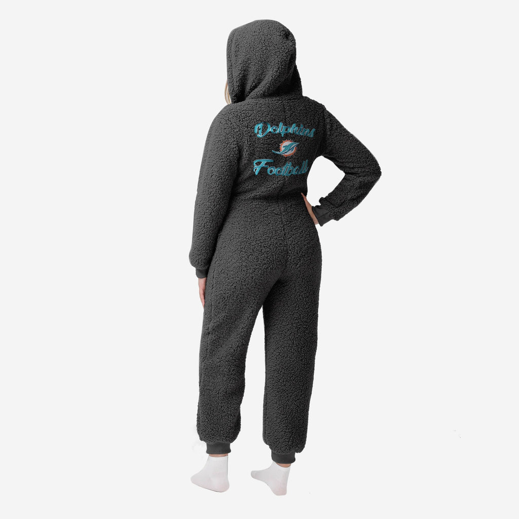 Miami Dolphins Womens Sherpa One Piece Pajamas FOCO