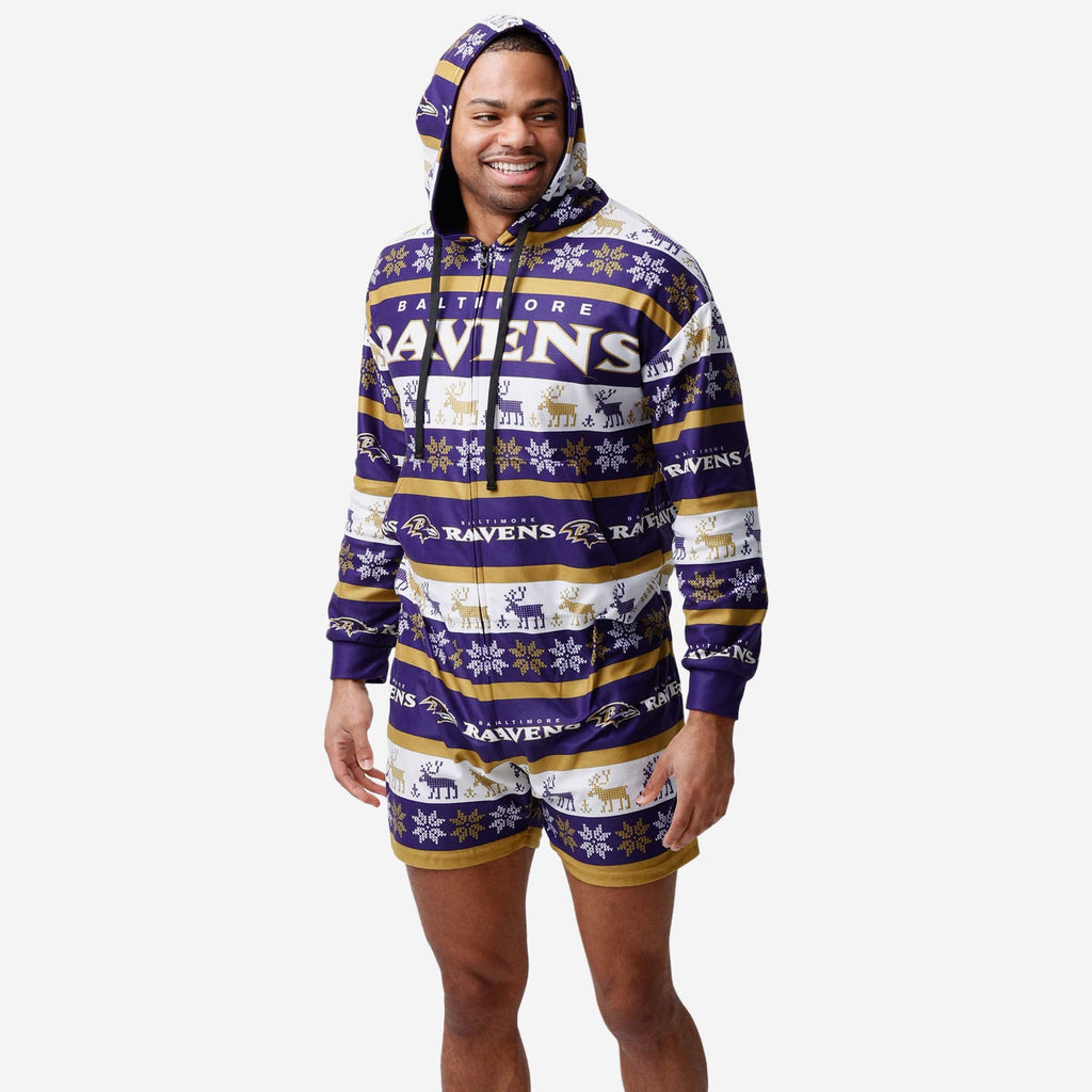 Baltimore Ravens Ugly Short One Piece Pajamas FOCO