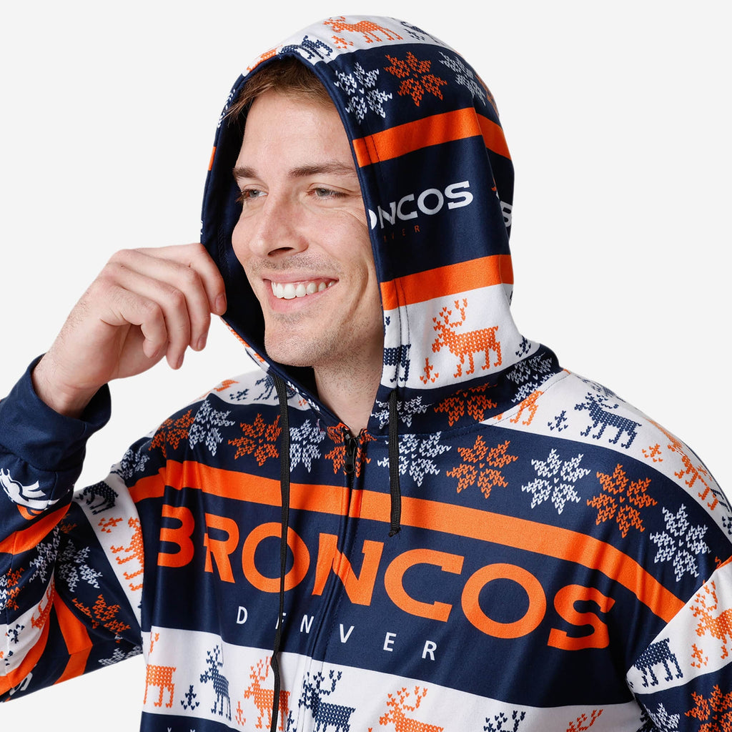 Denver Broncos Ugly Short One Piece Pajamas FOCO