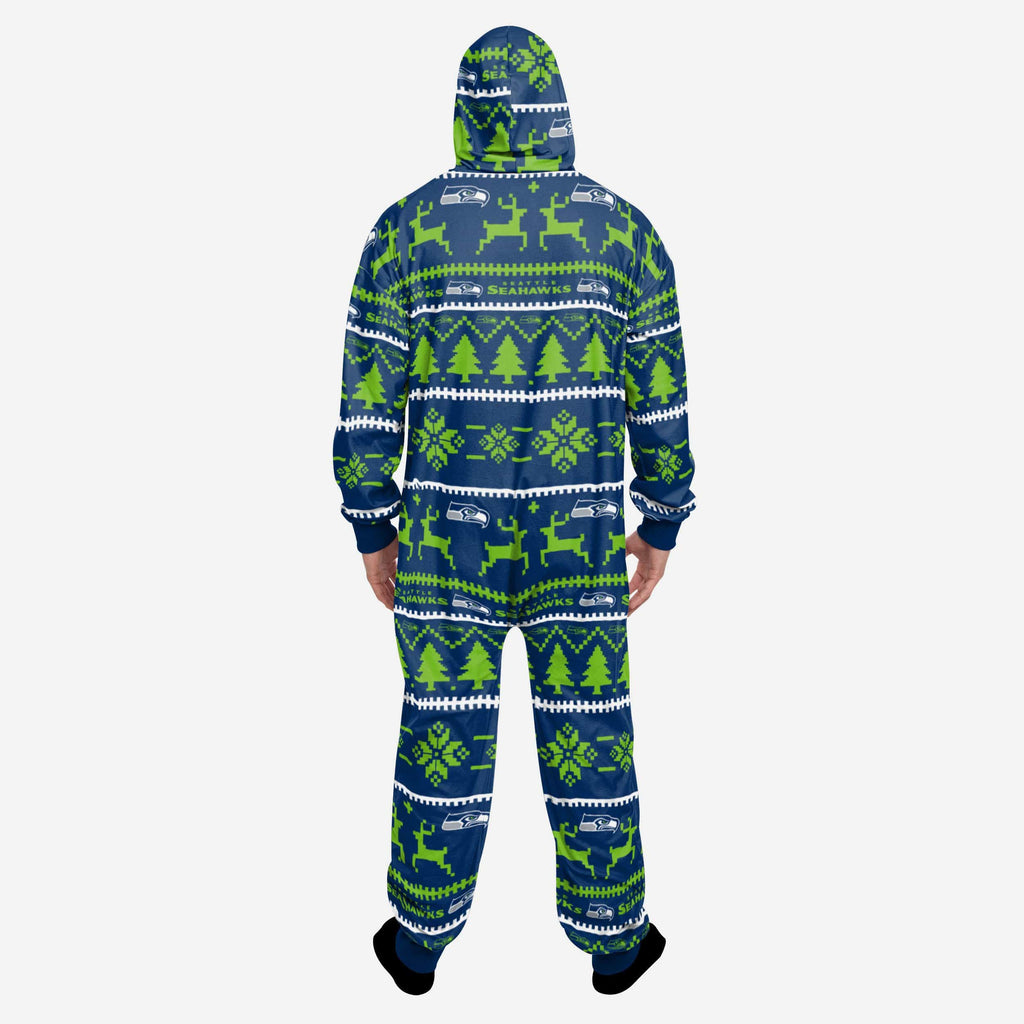 Seattle Seahawks Holiday One Piece Pajamas FOCO