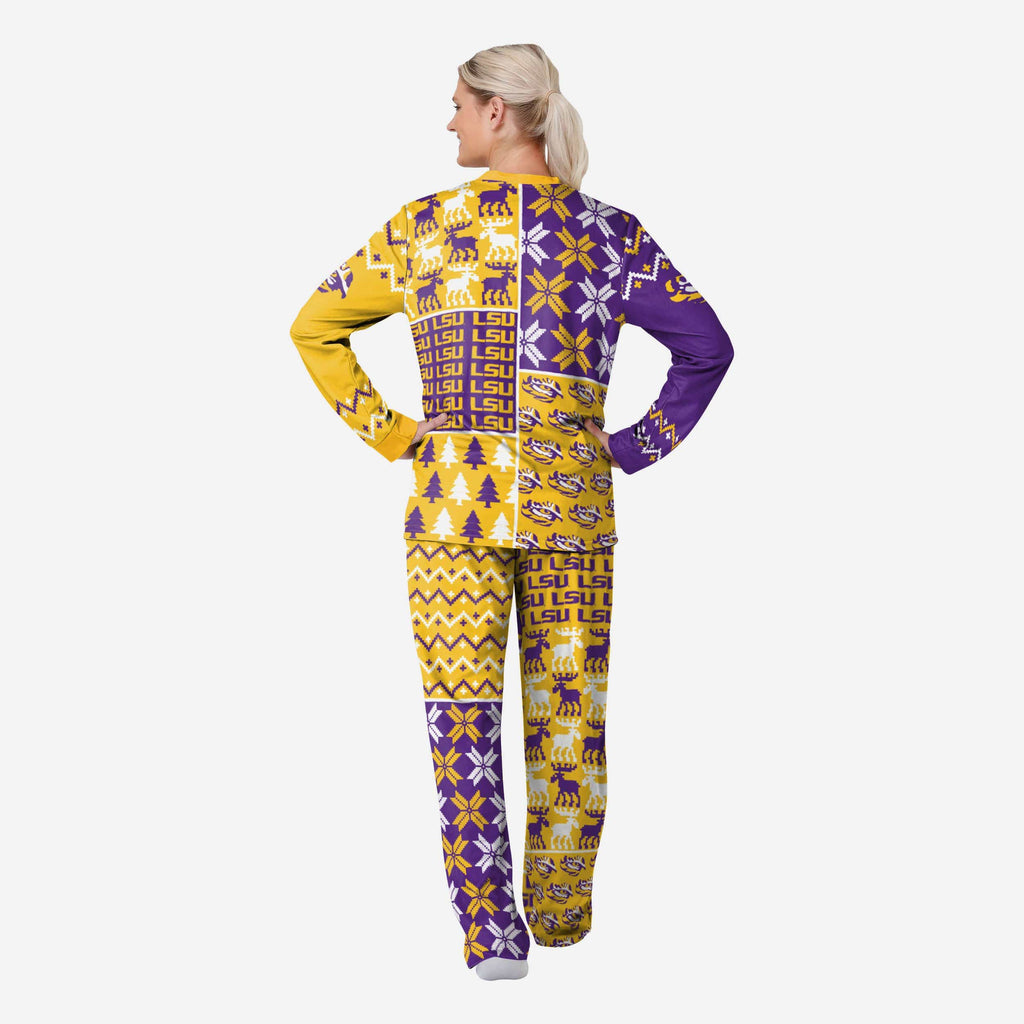 LSU Tigers Womens Busy Block Family Holiday Pajamas FOCO