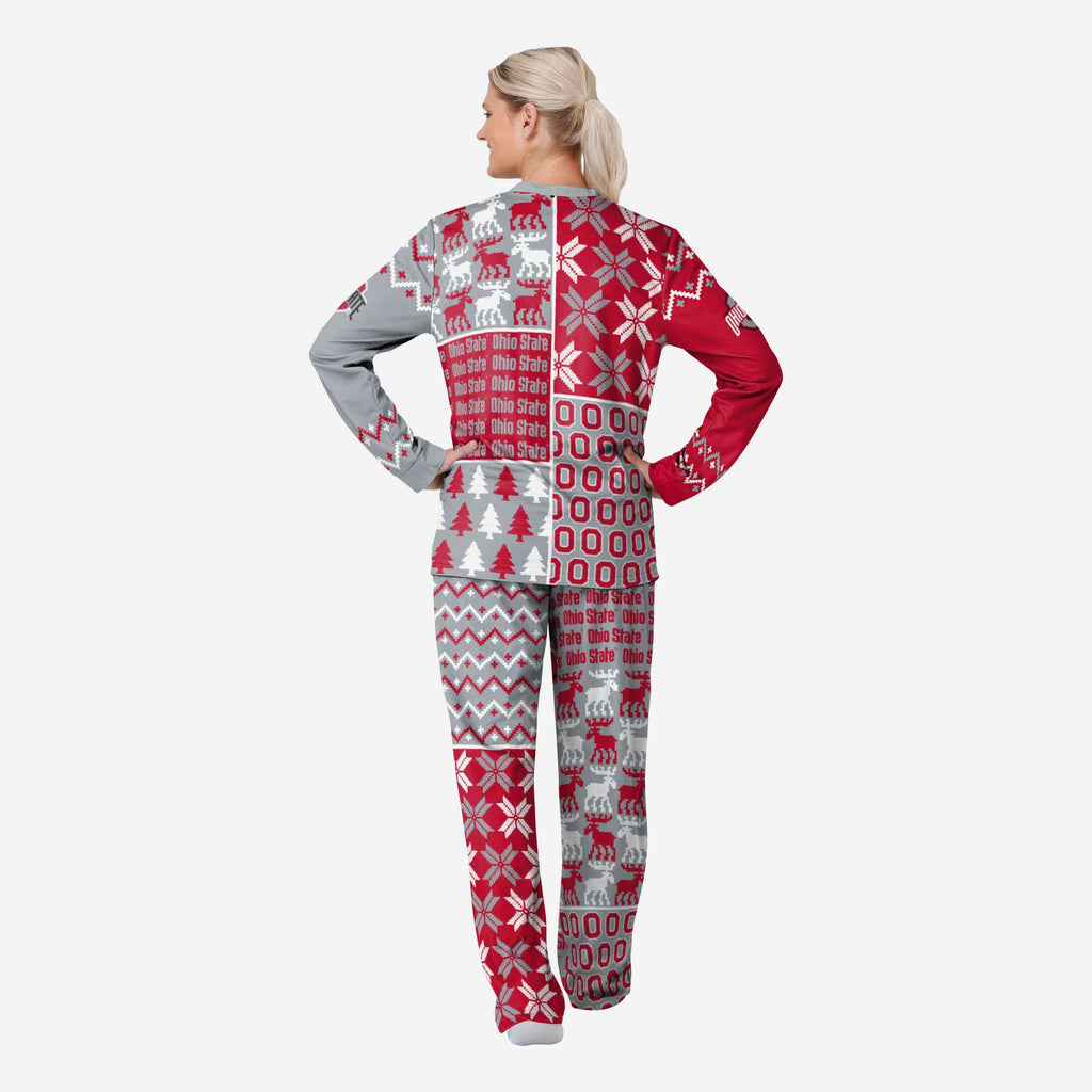 Ohio State Buckeyes Womens Busy Block Family Holiday Pajamas FOCO