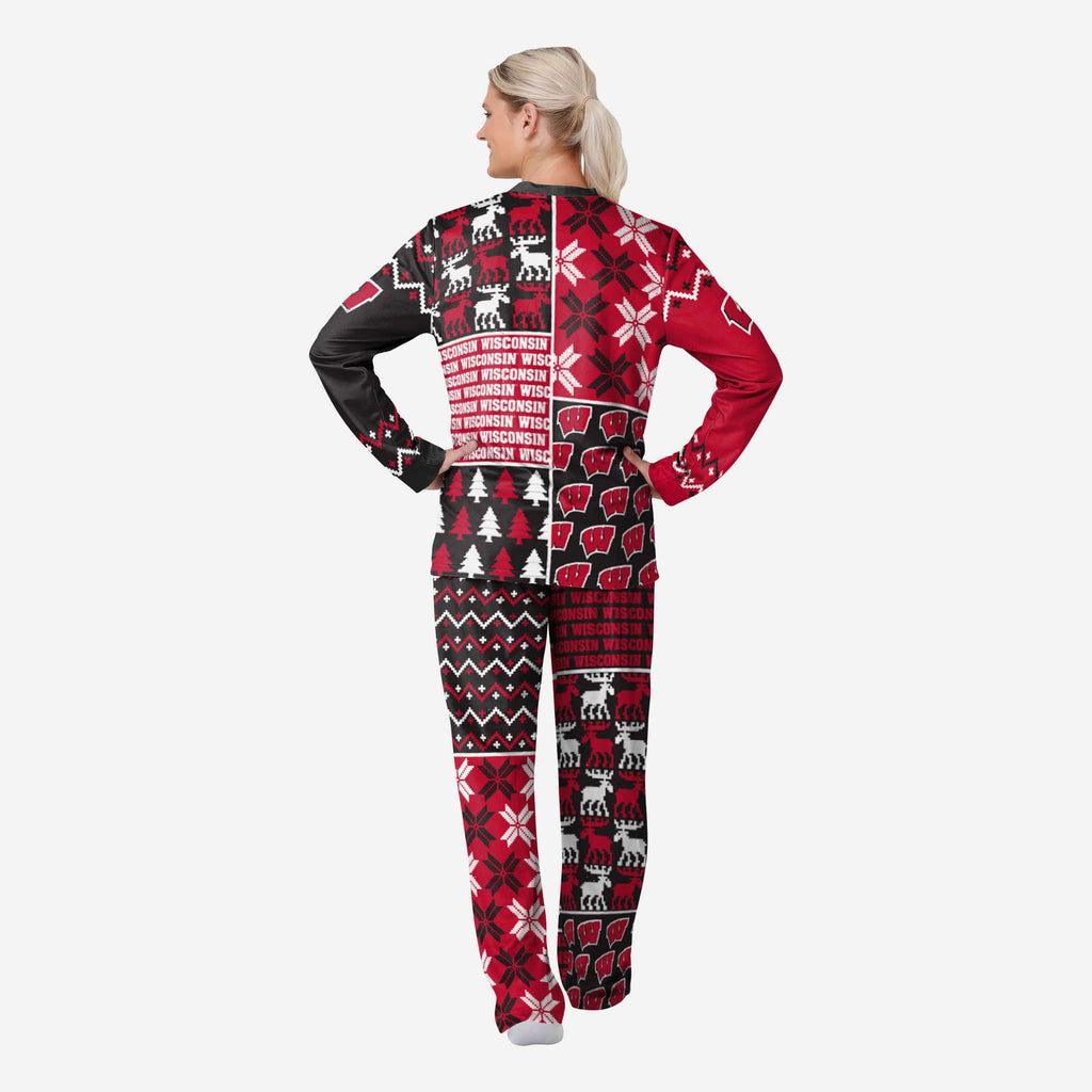 Wisconsin Badgers Womens Busy Block Family Holiday Pajamas FOCO