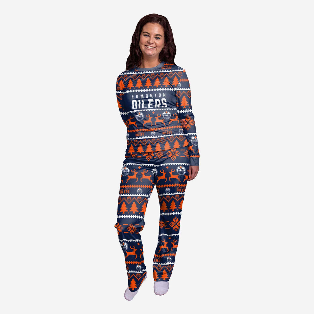 Edmonton Oilers Womens Family Holiday Pajamas FOCO