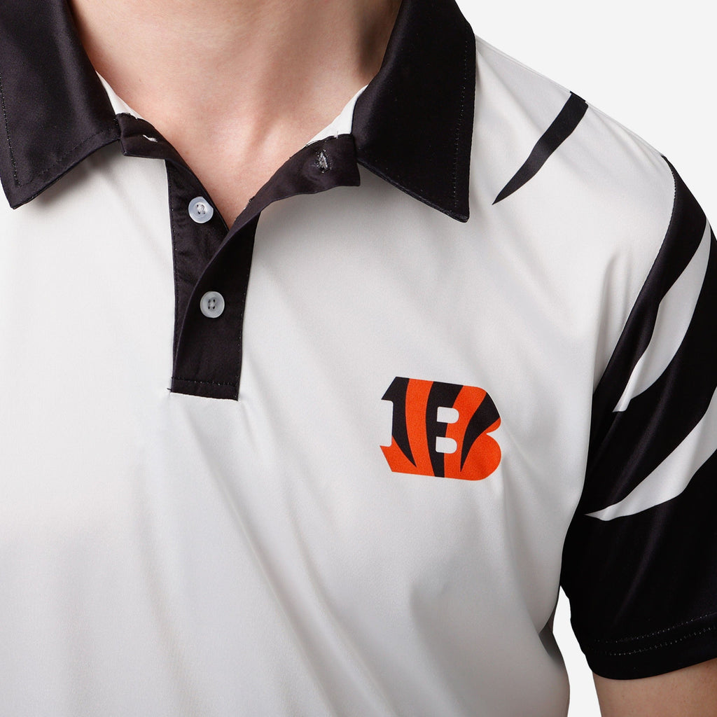Cincinnati Bengals White Stripe Polyester Polo FOCO