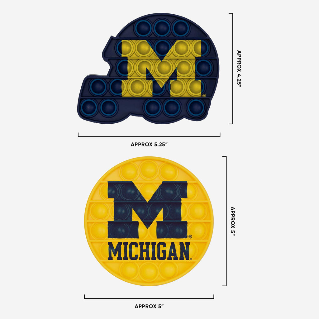 Michigan Wolverines 2 Pack Helmet & Circle Push-Itz Fidget FOCO