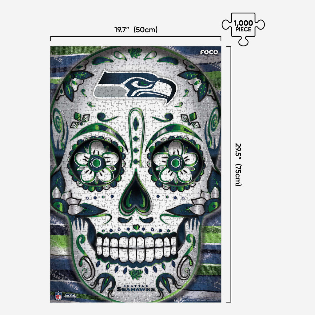 Seattle Seahawks Sugar Skull 1000 Piece Jigsaw Puzzle PZLZ FOCO