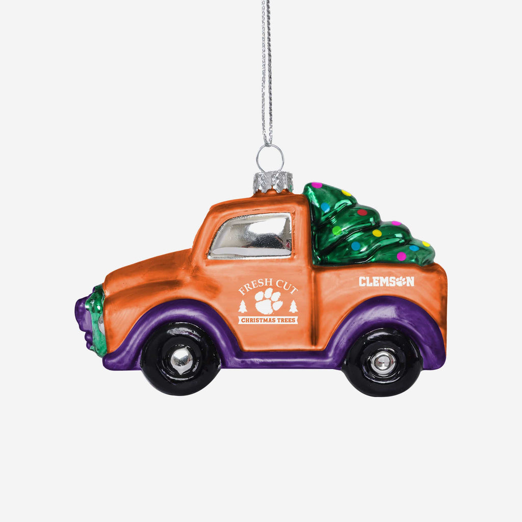 Clemson Tigers Blown Glass Truck Ornament FOCO