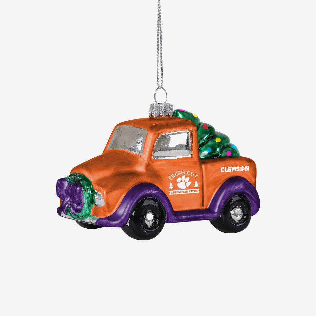 Clemson Tigers Blown Glass Truck Ornament FOCO