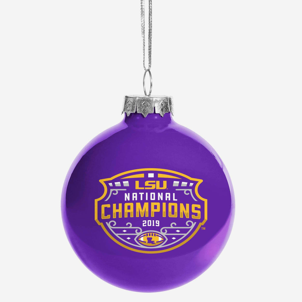 LSU Tigers 2019 Football National Champions 2 Pack Glass Ball Ornament FOCO