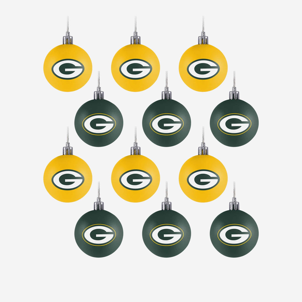 Green Bay Packers 12 Pack Ball Ornament Set FOCO