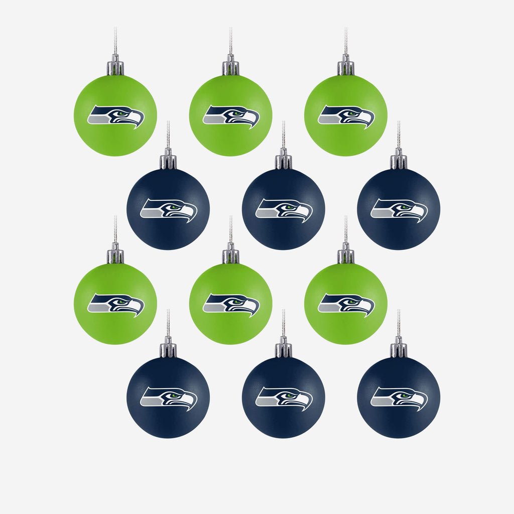 Seattle Seahawks 12 Pack Ball Ornament Set FOCO