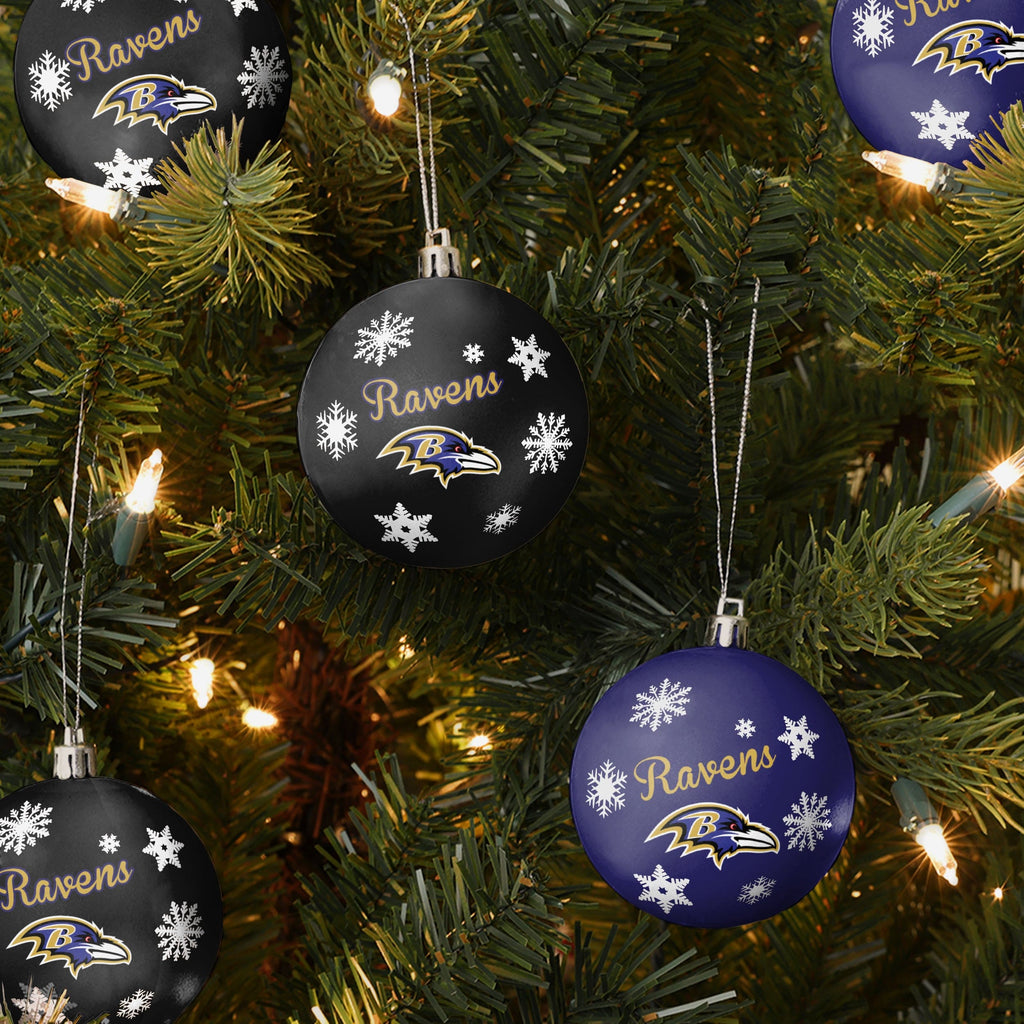 Baltimore Ravens 5 Pack Shatterproof Ball Ornament Set FOCO