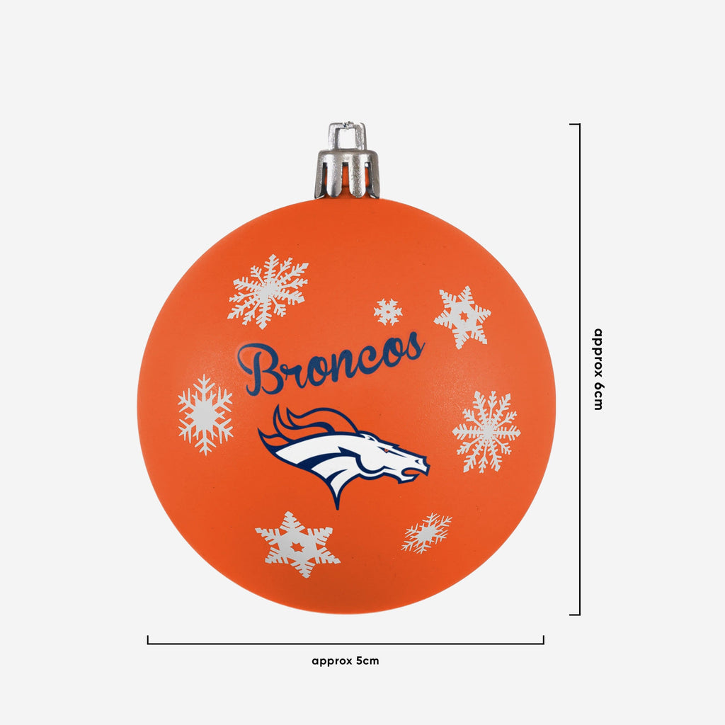 Denver Broncos 5 Pack Shatterproof Ball Ornament Set FOCO