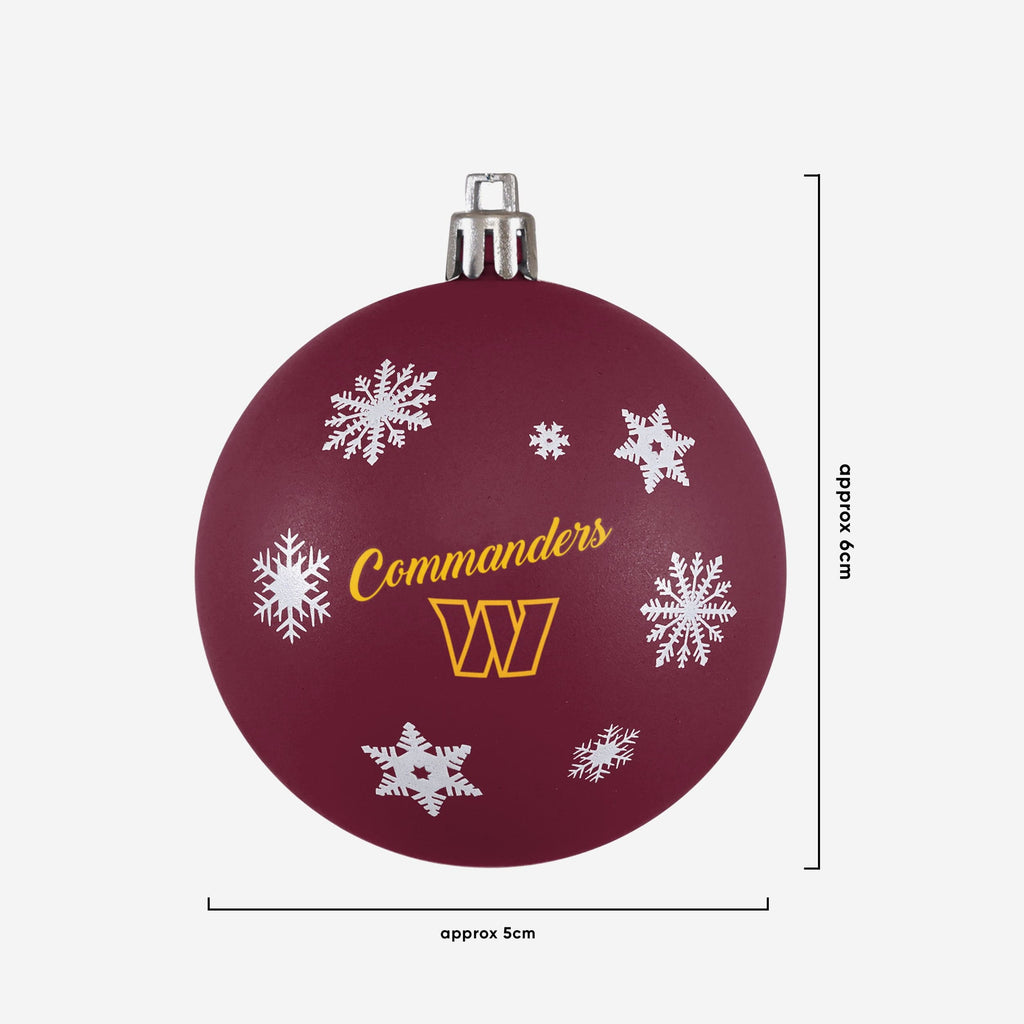 Washington Commanders 5 Pack Shatterproof Ball Ornament Set FOCO