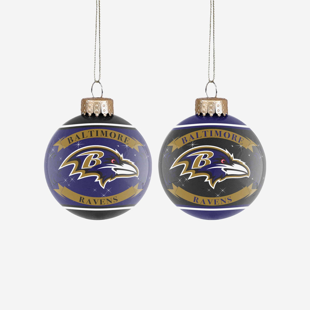 Baltimore Ravens 2 Pack Ball Ornament Set FOCO