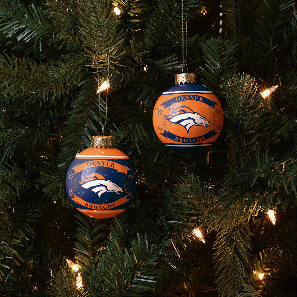 Denver Broncos 2 Pack Ball Ornament Set FOCO
