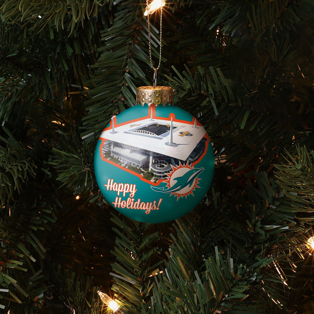 Miami Dolphins Stadium Print Glass Ball Ornament FOCO