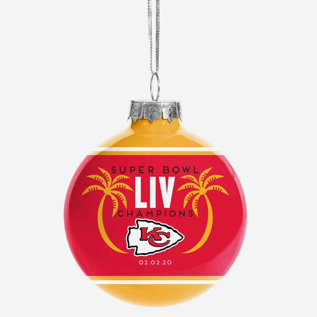 Kansas City Chiefs Super Bowl LIV Champions 2 Pack Glass Ball Ornament FOCO