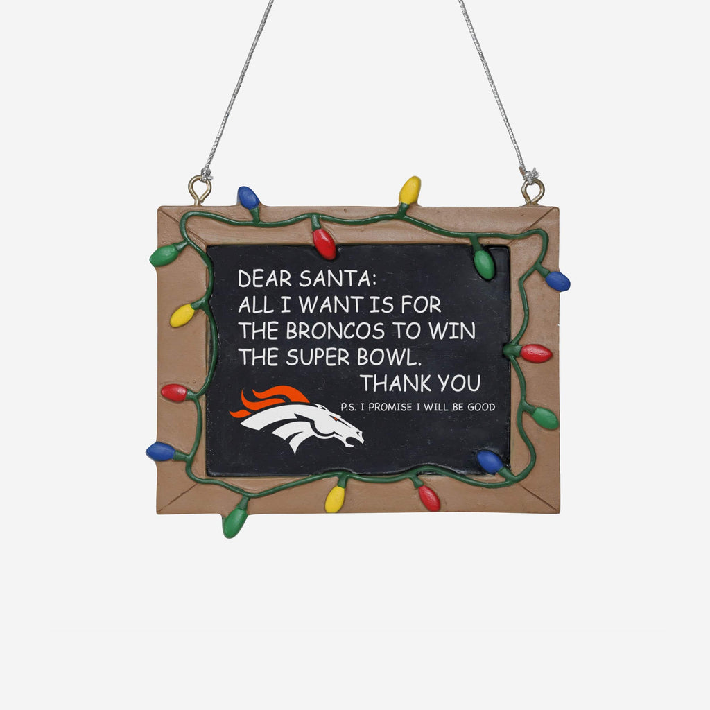 Denver Broncos Resin Chalkboard Sign Ornament FOCO