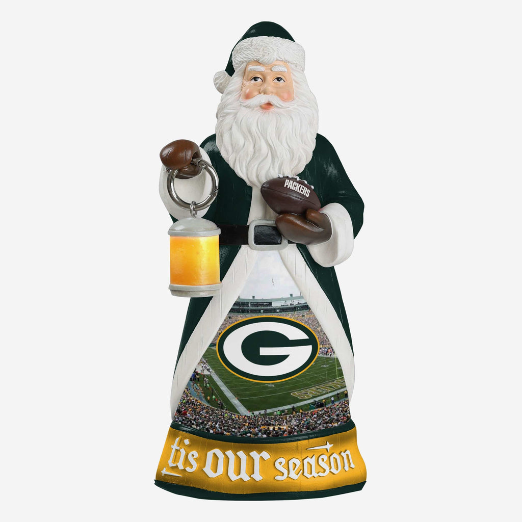 Green Bay Packers Santa Figure With Light Up Lantern FOCO