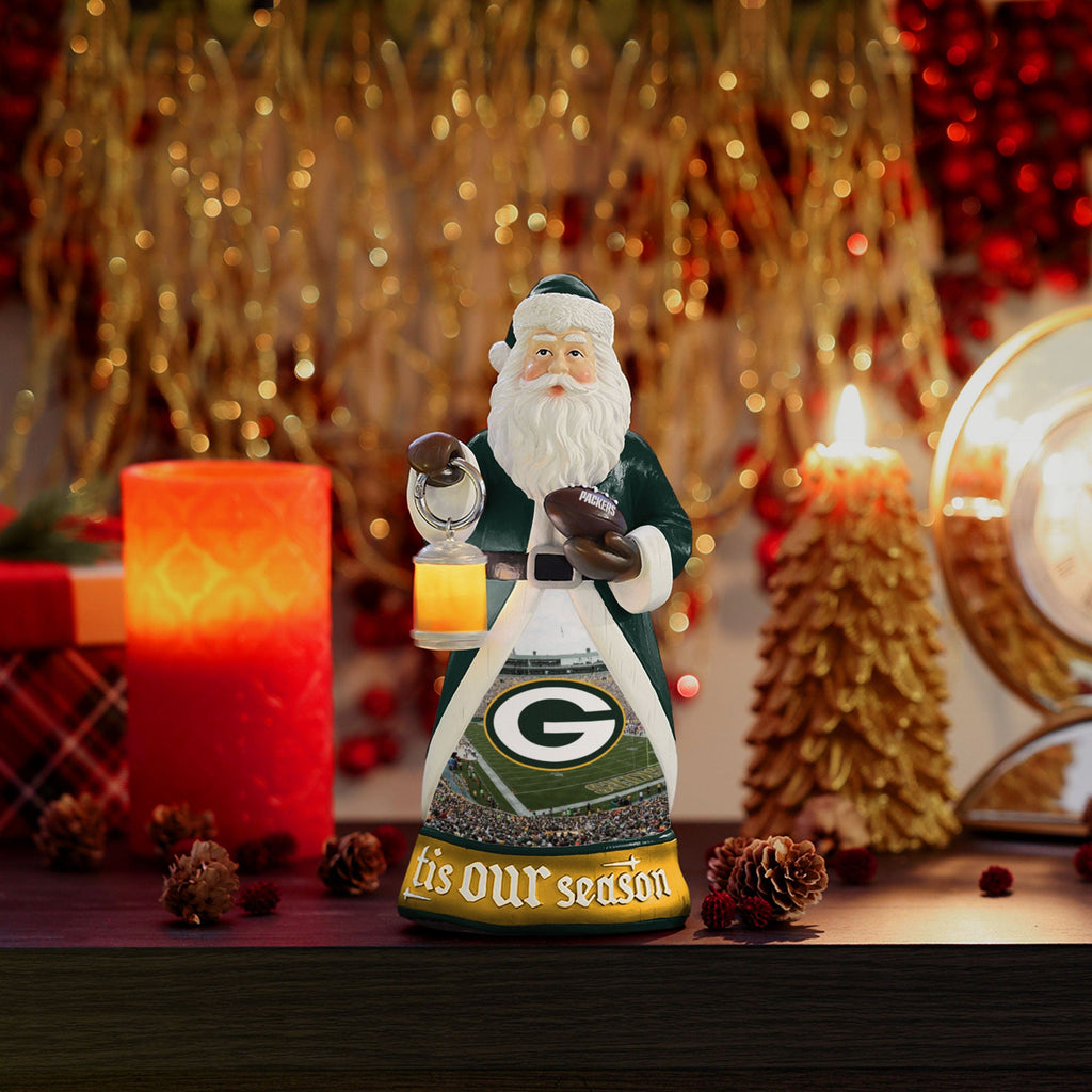 Green Bay Packers Santa Figure With Light Up Lantern FOCO