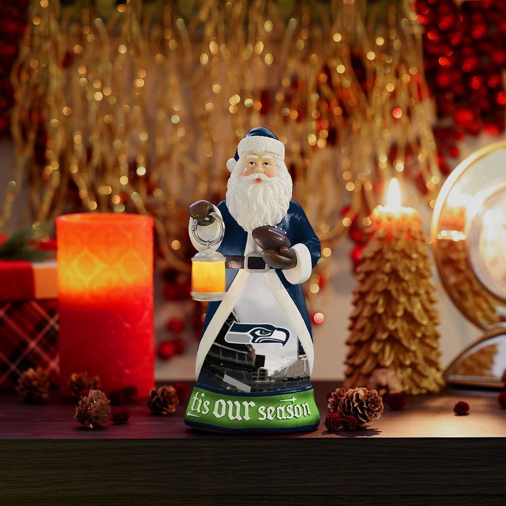 Seattle Seahawks Santa Figure With Light Up Lantern FOCO