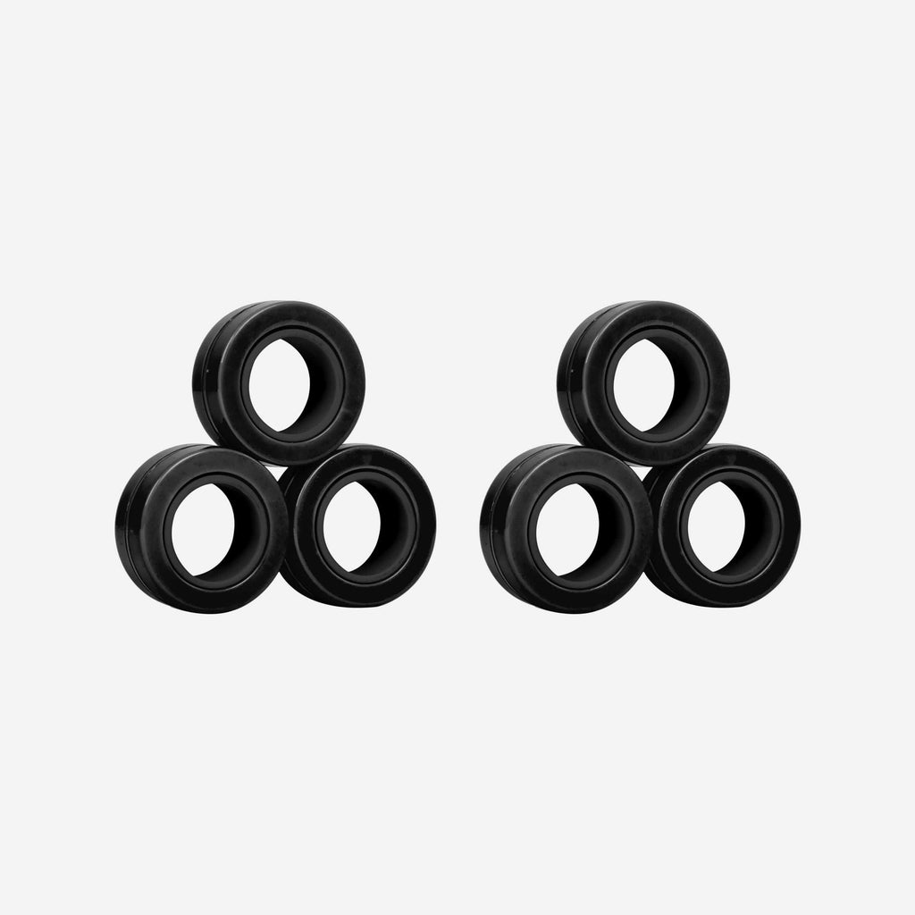 Solid Black 6 Pack Magnetic Finger Rings FOCO