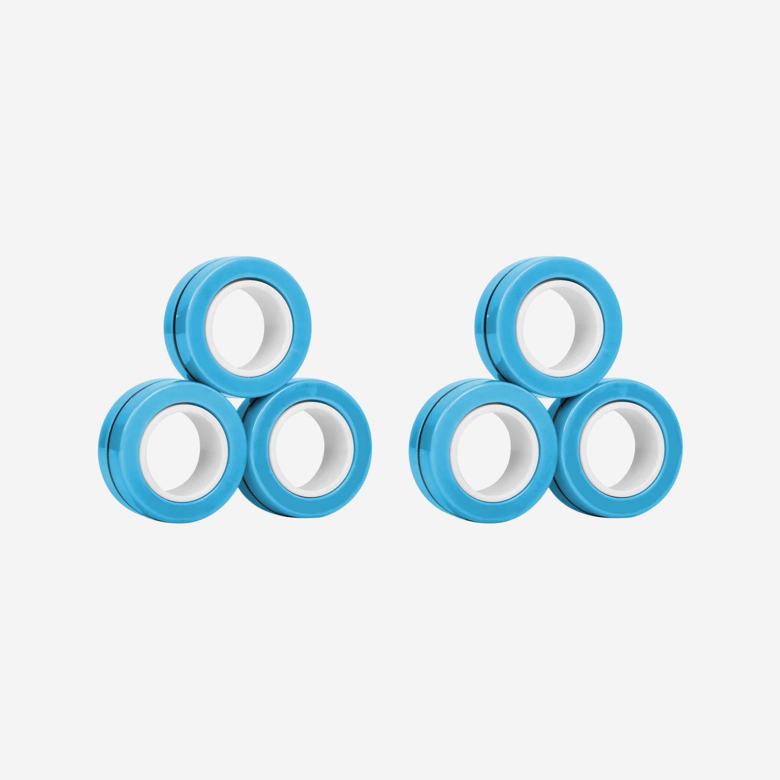 Solid Light Blue 6 Pack Magnetic Finger Rings FOCO