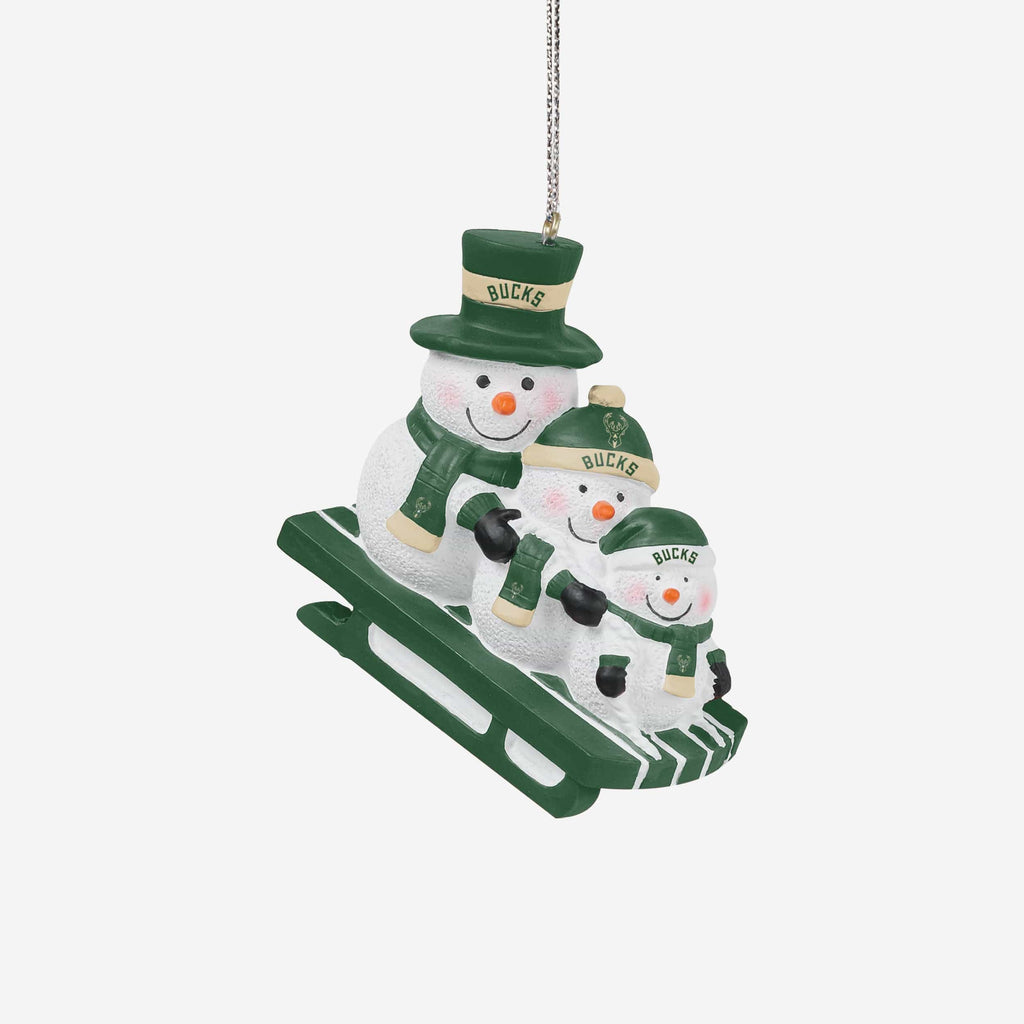 Milwaukee Bucks Sledding Snowmen Ornament FOCO