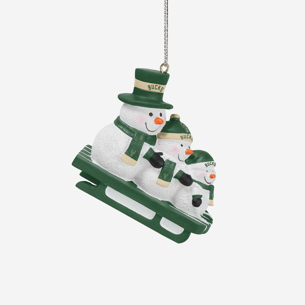 Milwaukee Bucks Sledding Snowmen Ornament FOCO