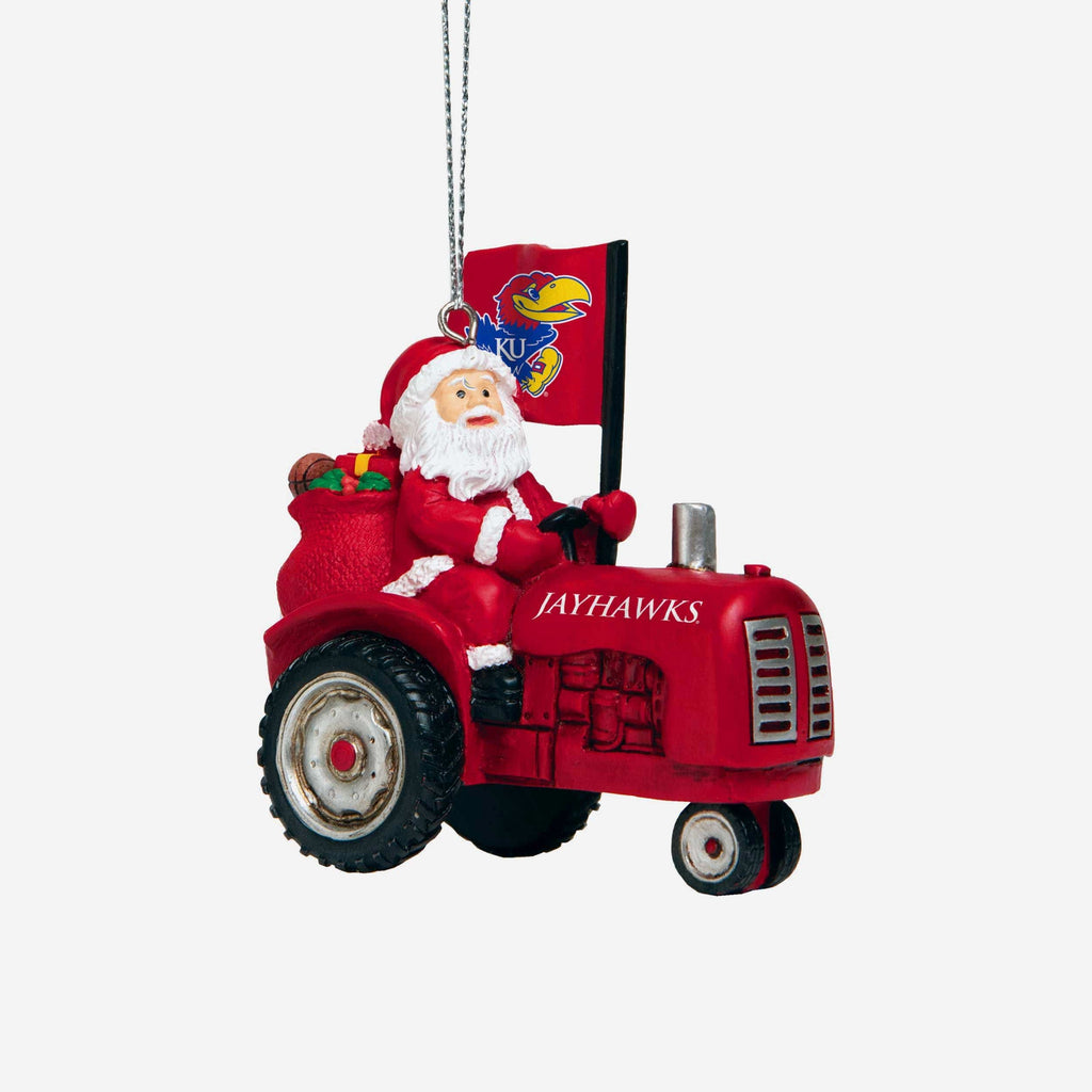 Kansas Jayhawks Santa Riding Tractor Ornament FOCO