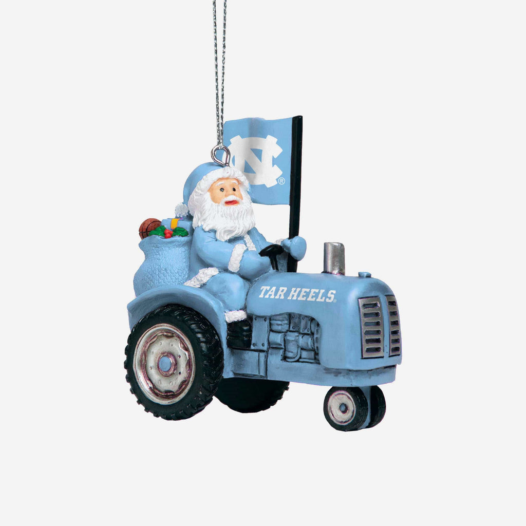 North Carolina Tar Heels Santa Riding Tractor Ornament FOCO