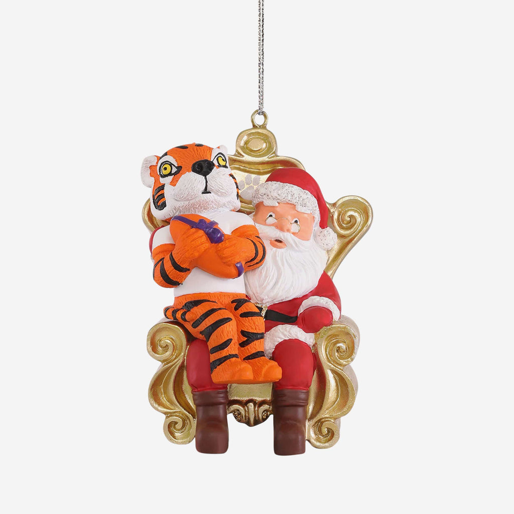 The Tiger Clemson Tigers Mascot On Santa's Lap Ornament FOCO