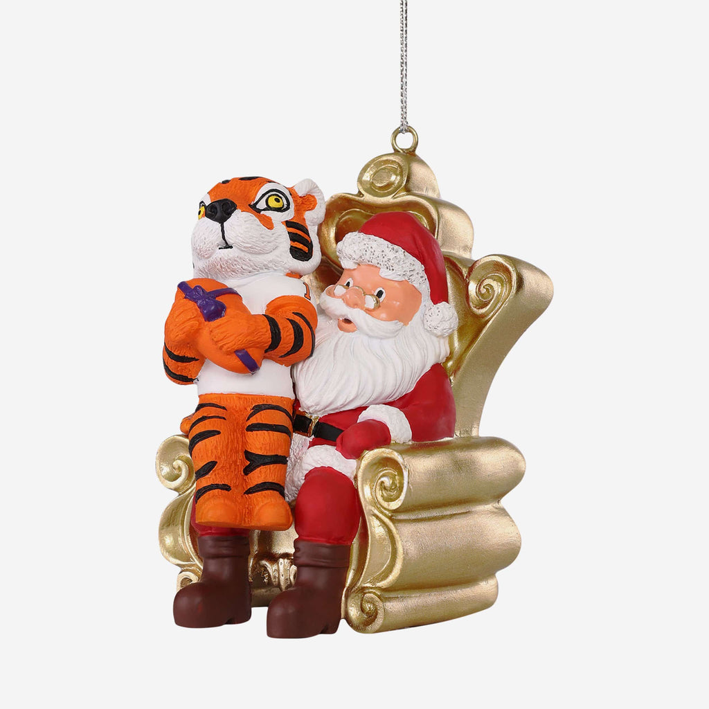 The Tiger Clemson Tigers Mascot On Santa's Lap Ornament FOCO