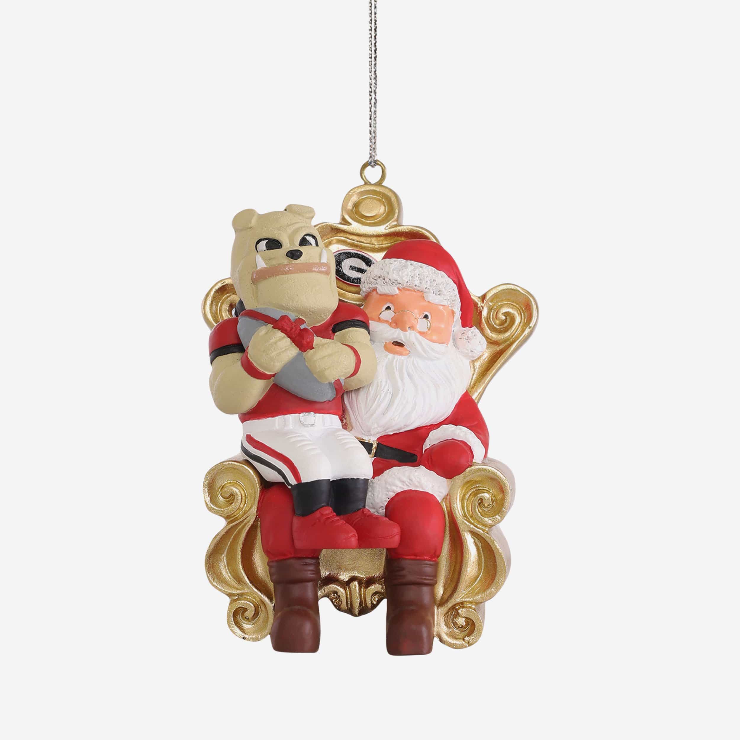 Hairy Dawg Georgia Bulldogs Mascot On Santa's Lap Ornament FOCO