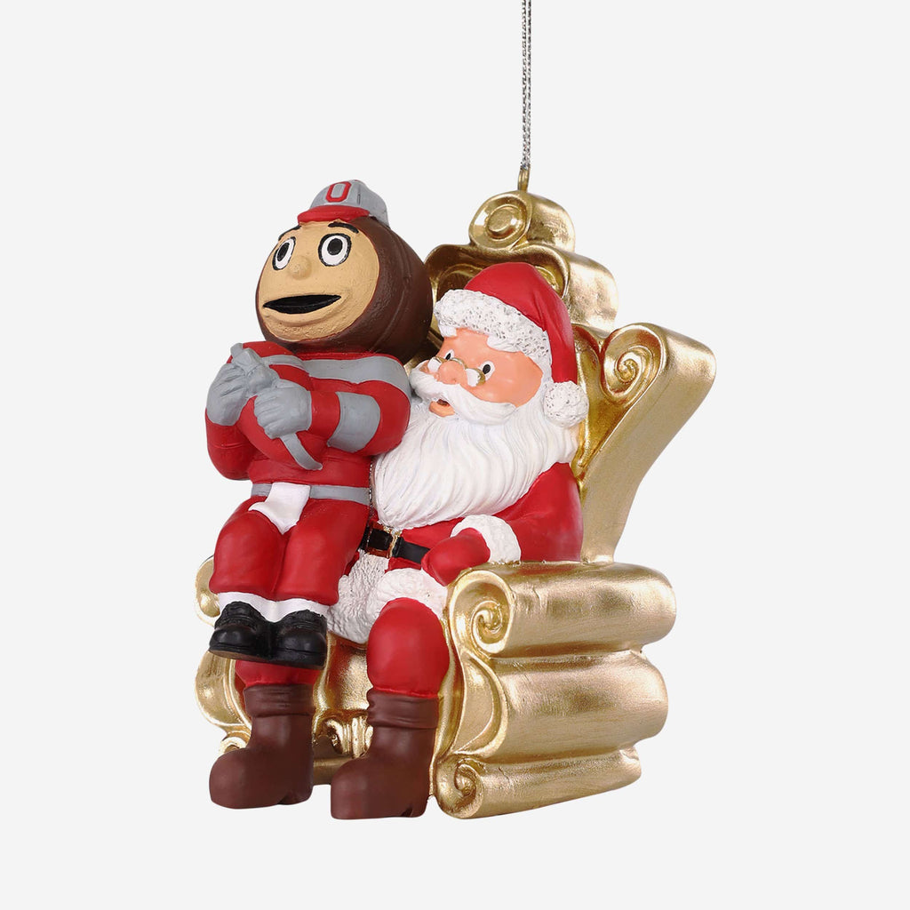 Brutus Buckeye Ohio State Buckeyes Mascot On Santa's Lap Ornament FOCO