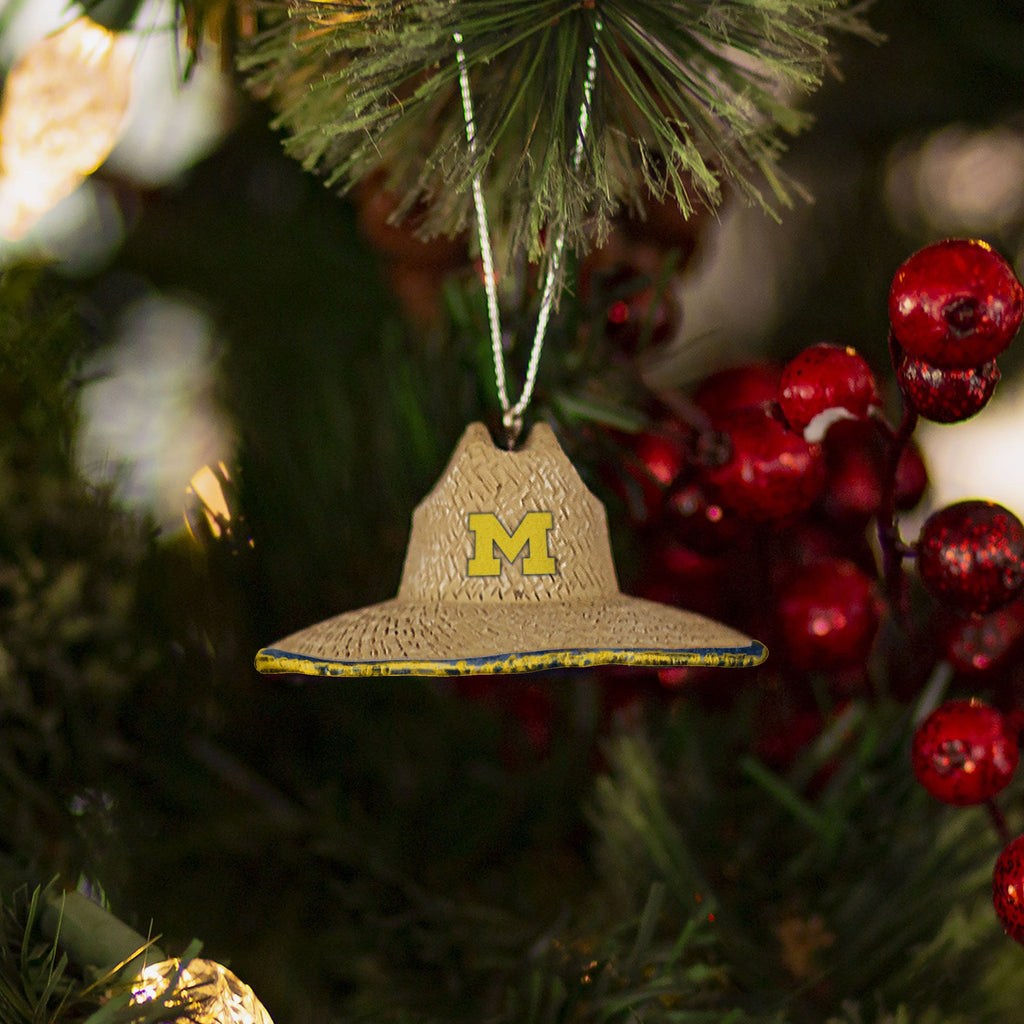 Michigan Wolverines Straw Hat Ornament FOCO