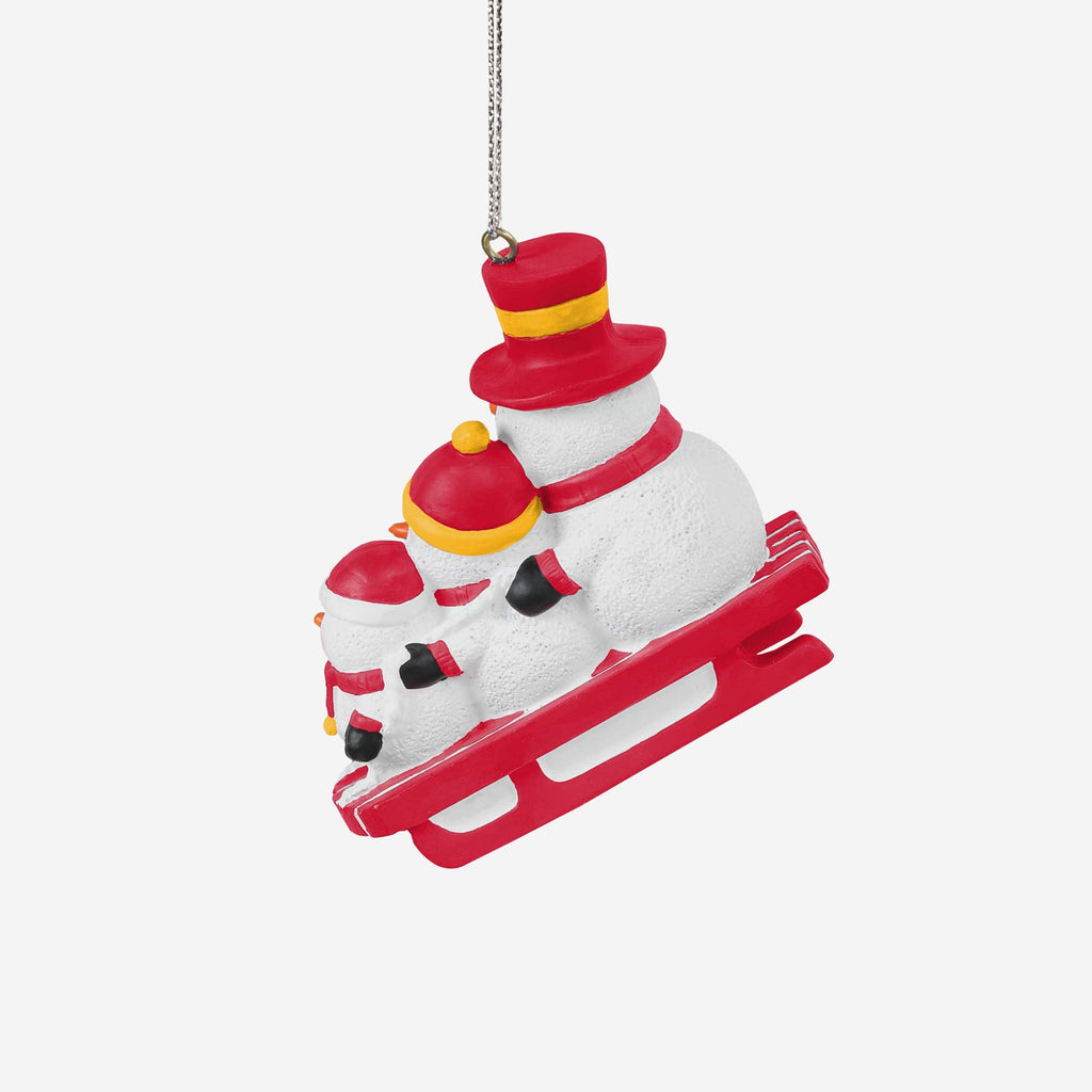 Kansas City Chiefs Sledding Snowmen Ornament FOCO