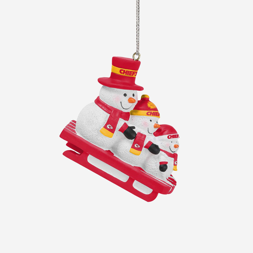Kansas City Chiefs Sledding Snowmen Ornament FOCO