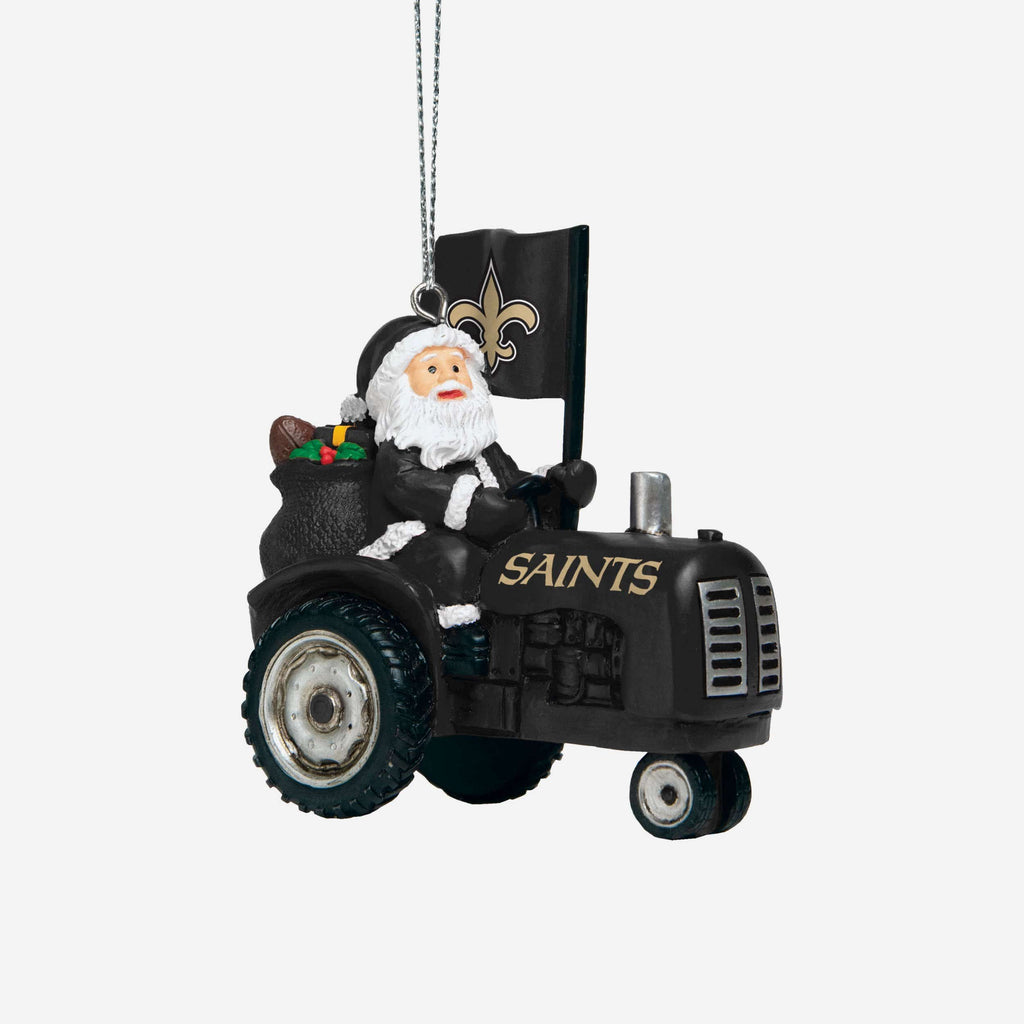 New Orleans Saints Santa Riding Tractor Ornament FOCO