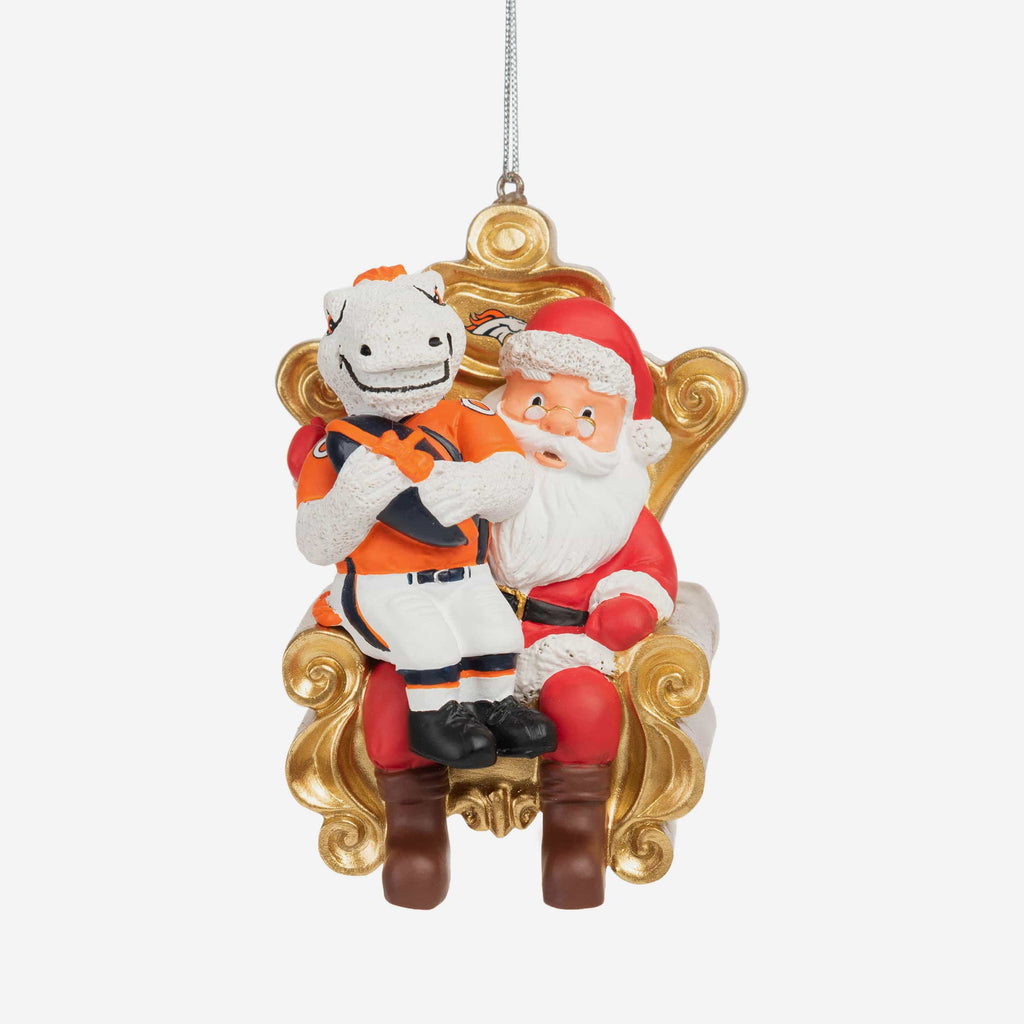 Miles Denver Broncos Mascot On Santa's Lap Ornament FOCO