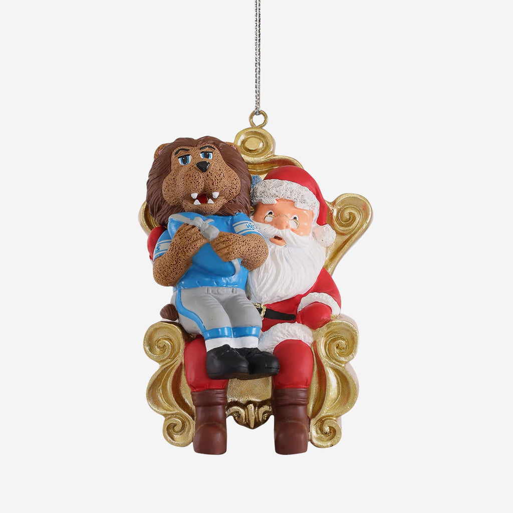 Roary Detroit Lions Mascot On Santa's Lap Ornament FOCO