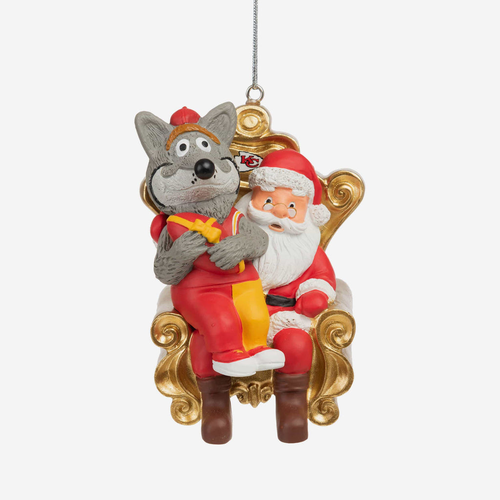 KC Wolf Kansas City Chiefs Mascot On Santa's Lap Ornament FOCO
